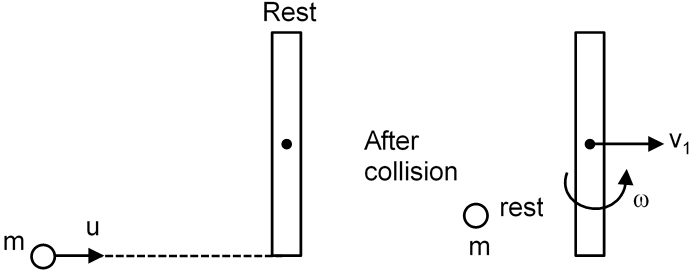 A rod of mass M and length L is lying on a horizontal frictionless ...