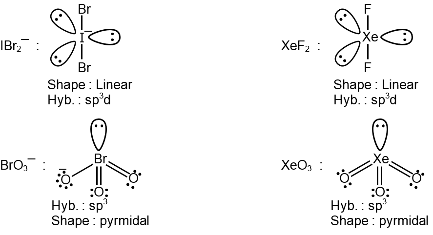 The xenon compound(s) that are iso-structural with IBr2– and BrO3 ...