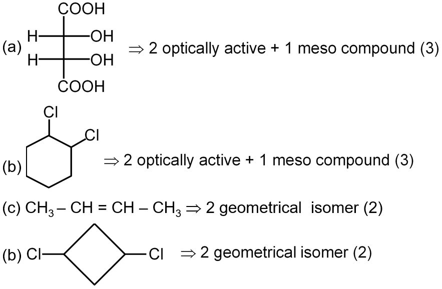 (a) Total number of optical isomers of tartaric acid. (b) Total number ...