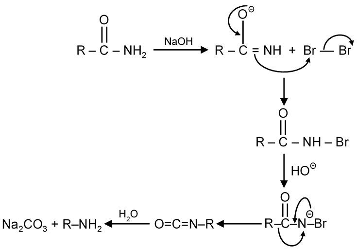 It involves conversion of a carboxylic acid amide into an amine with a ...