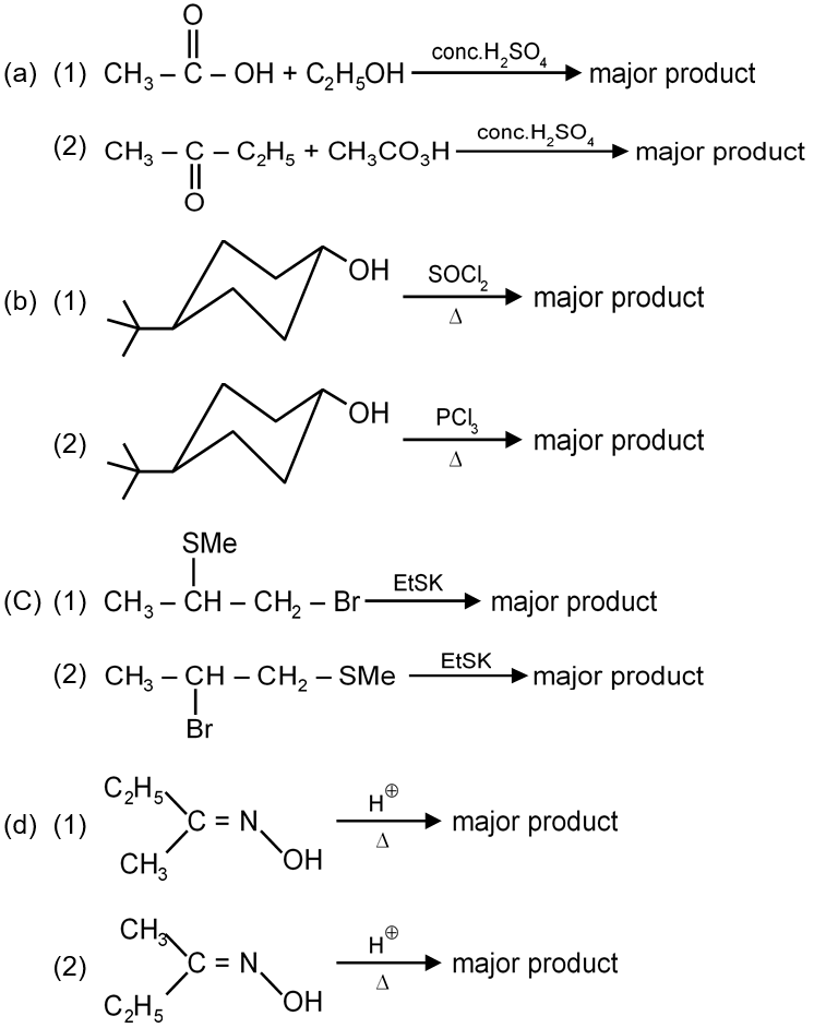 Observe following pair of reactions (i) Fill 1 if product and ...
