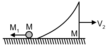 A particle of mass m moving horizontally with v0 strikes a smooth wedge of mass M, as shown in ...