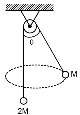 In the diagram shown, the mass 2M is hanging vertically down and the ...