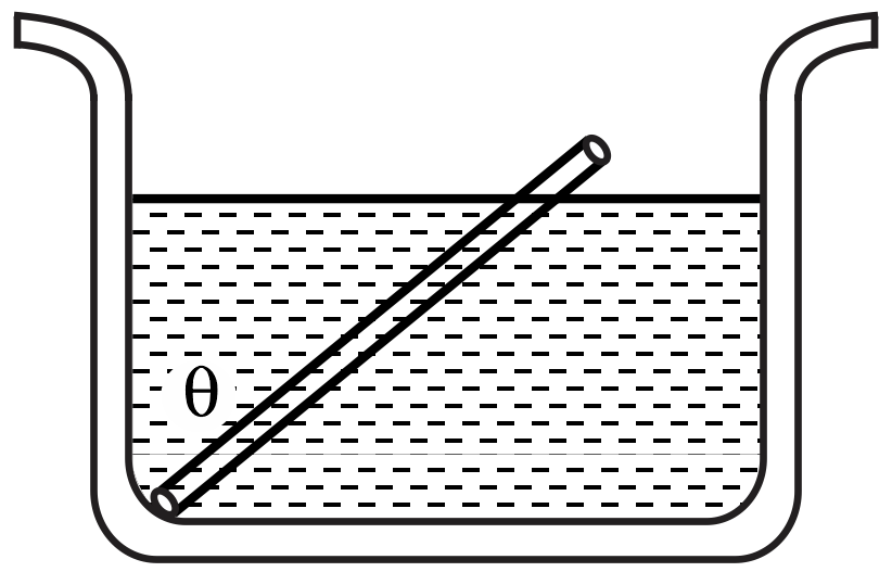 A uniform rod of length 2.0 m specific gravity 0.5 and mass 2 kg is ...
