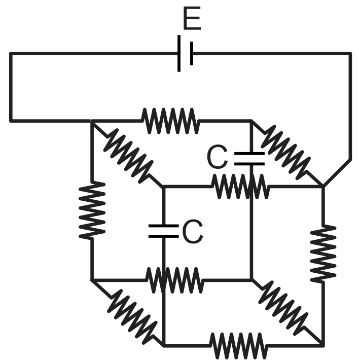 Find charge on capacitors C, if a battery of e.m.f E is connected ...