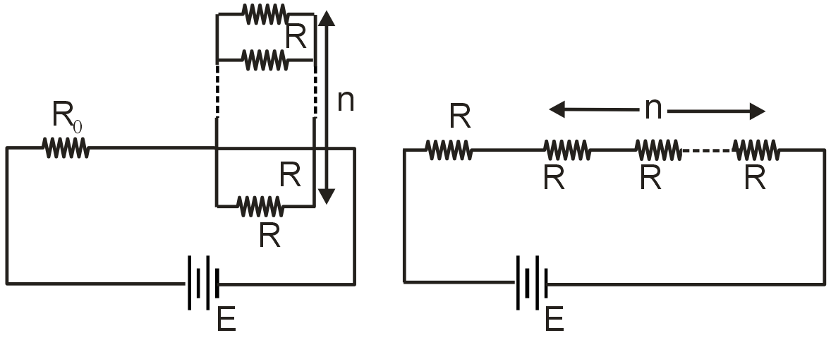 In the circuit shown identical resistors R are connected in parallel (n ...