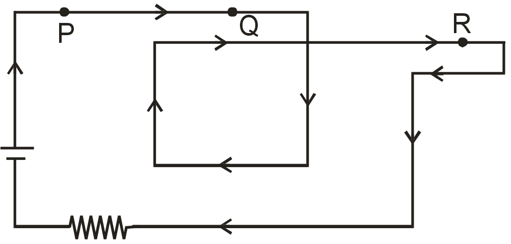 A battery establishes a steady current around the circuit shown. A ...